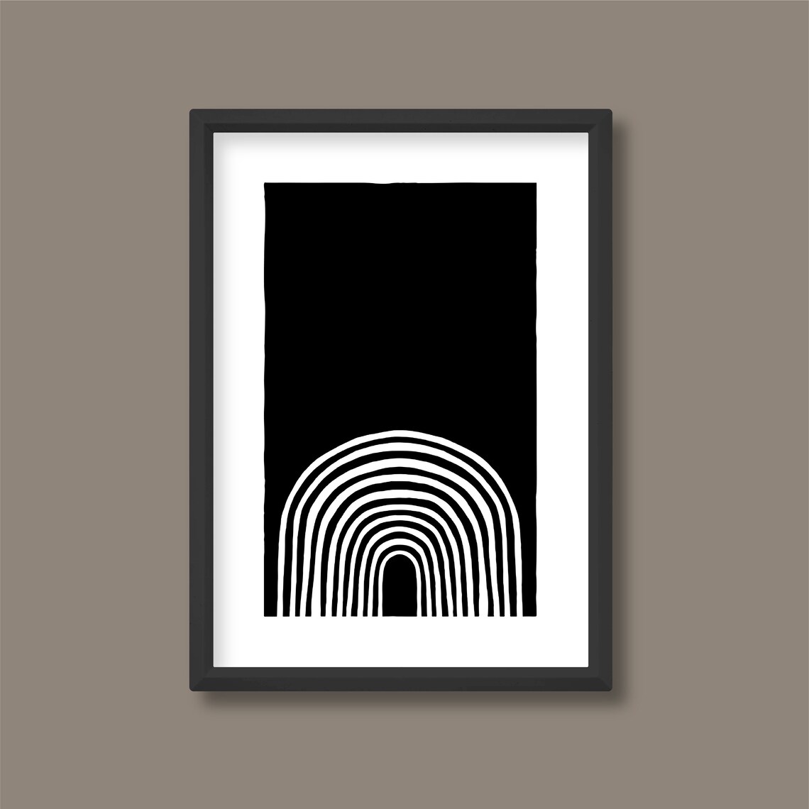 Minimalist Rainbow Print in Lino Cut Style Print Boho Mid - Etsy