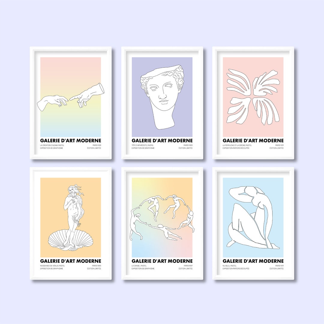 Pastel Gradient Art Exhibition Posters Set of 6 | Modern Contemporary ...