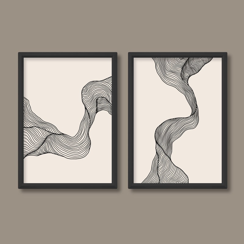 Wave Line Drawing - Etsy