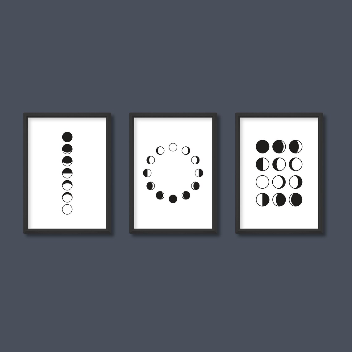 Moon Phases Outline Print | Available in Black or White | Boho Mid ...