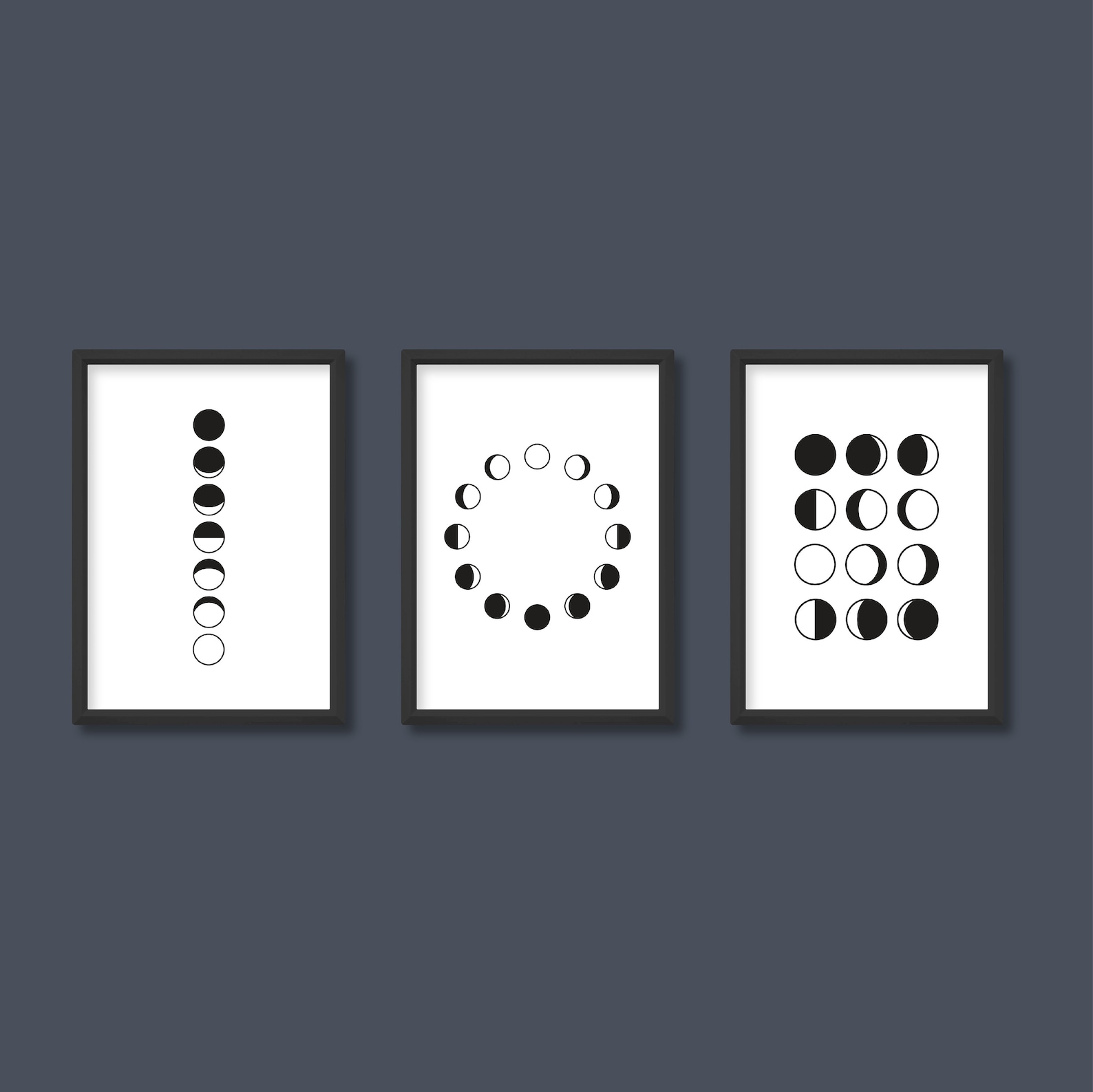 Moon Phases Outline Print | Available in Black or White | Boho Mid ...