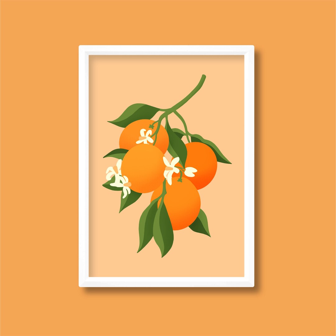 Orange Branch Illustration Poster | Fruit Botanical | Minimalist Boho ...
