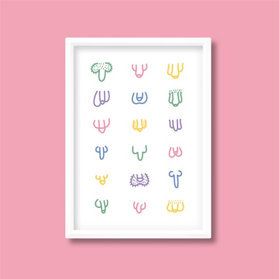 Willy Line Drawing Print Rainbow Pastel Colours A5 A4 A3 | Etsy