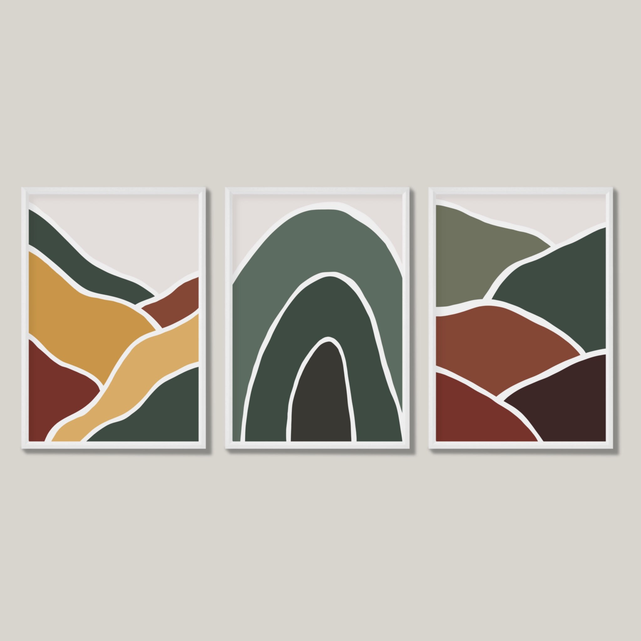 Abstract Minimalist Warm Earth Tone Rainbow Print Boho Mid - Etsy