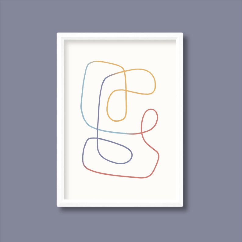 Abstract Bright Single Line Art Print Set of 3 Pastel | Etsy