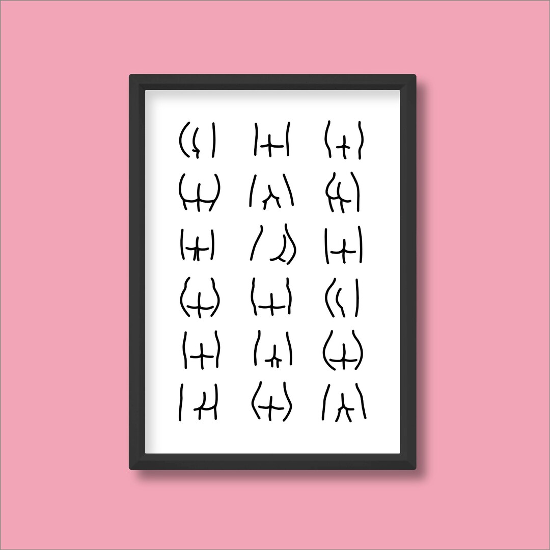 Bums Line Drawing Print Cute Nude Cartoons A5 A4 A3 A2 A1 Etsy