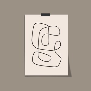 Abstract Neutral Tone Single Line Art | Scandinavian Contemporary Boho ...