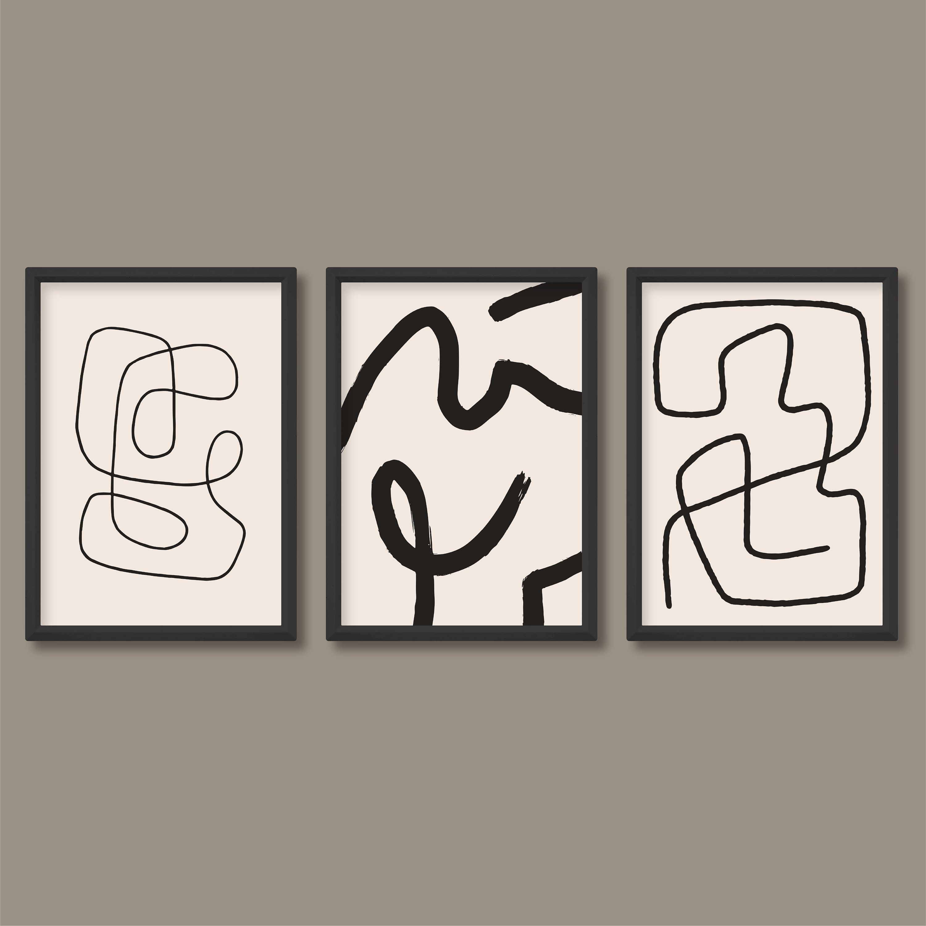 Abstract Neutral Tone Single Line Art Print Set of 3 - Etsy UK
