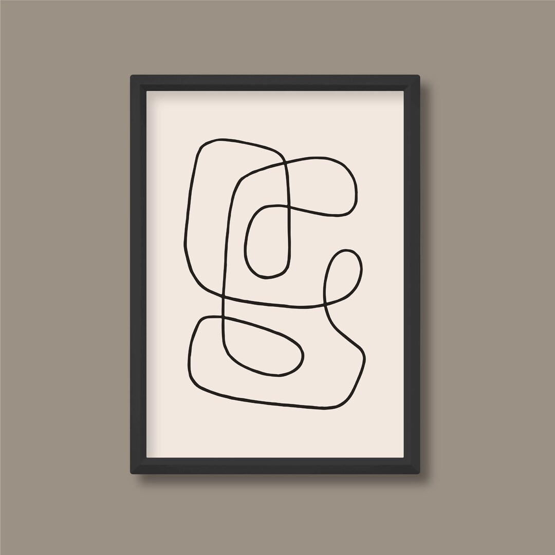 Abstract Neutral Tone Single Line Art | Scandinavian Contemporary Boho ...