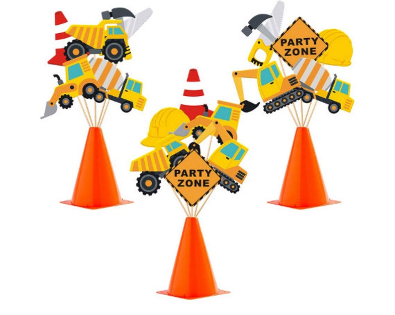 Construction Party Centerpiece Decor Set First Birthday Etsy