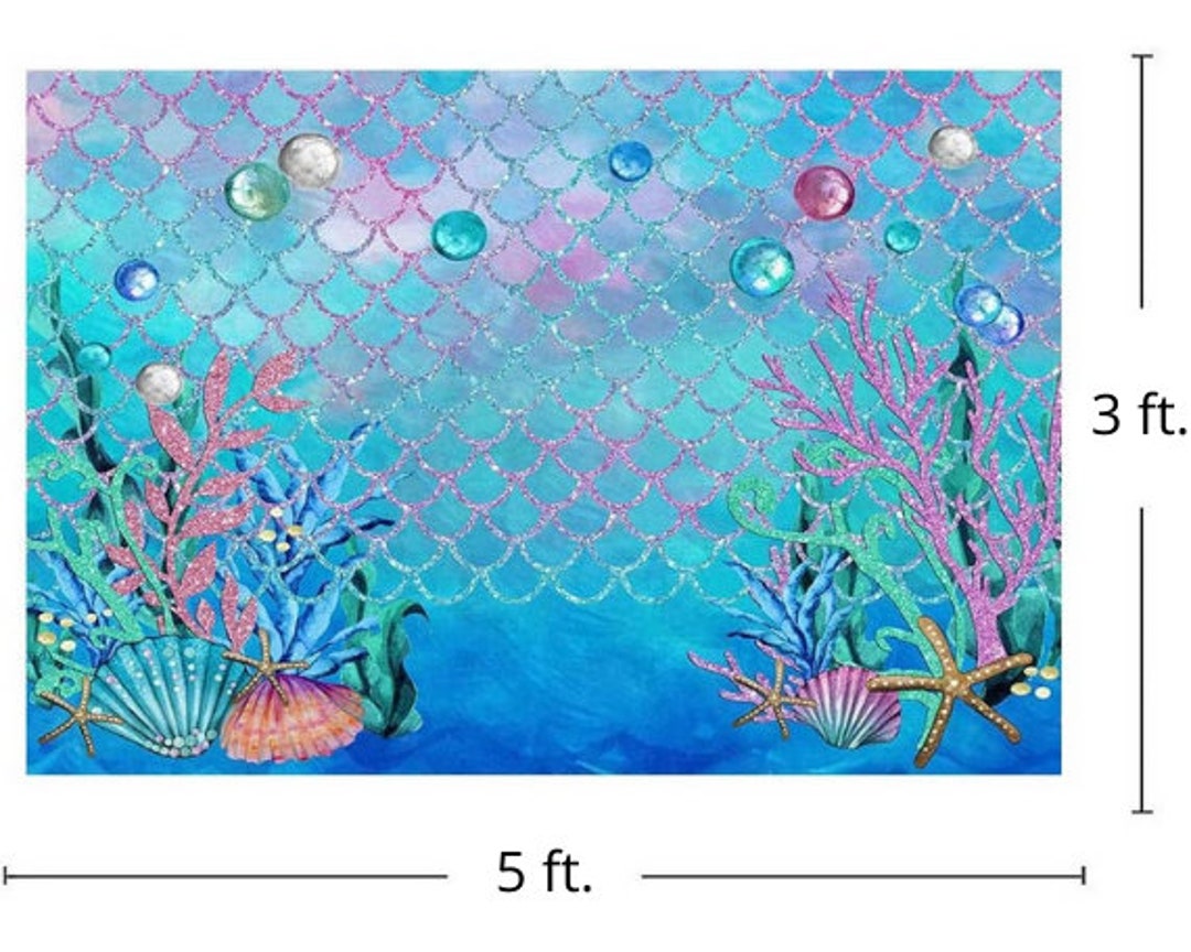 Mermaid Party Banner Photo Backdrop Under the Sea Party Decorations ...