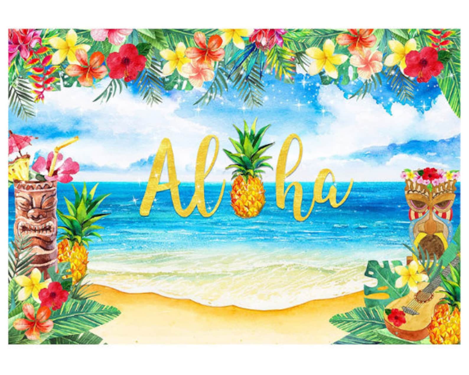 Tropical Party Hawaiian Aloha Photo Backdrop Hawaiian Party - Etsy