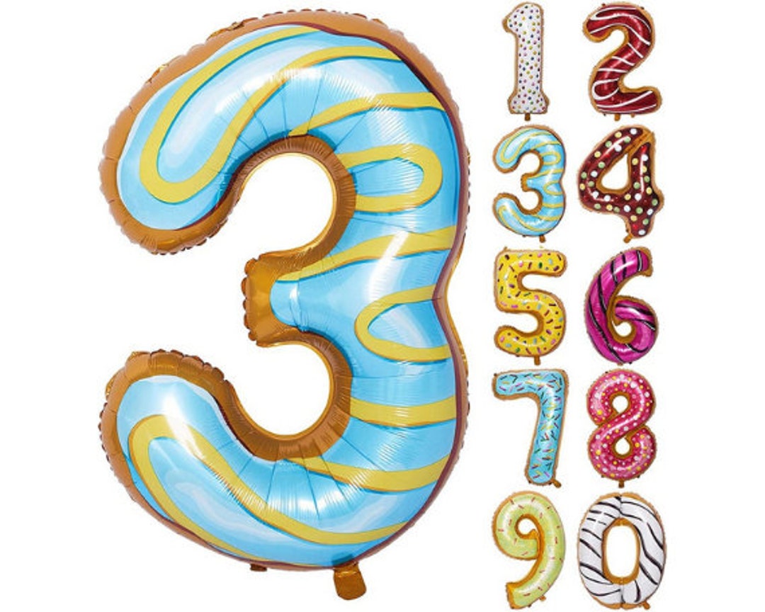 Donut Party Balloon Large Number 3 Donut Ice Cream Birthday - Etsy