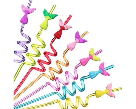 Party Tableware Birthday Straws Mermaid Theme Straws Personalized ...