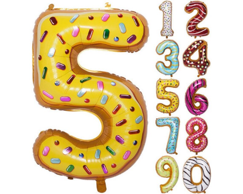 Donut Party Balloon Large Number 5 Donut Ice Cream Birthday - Etsy
