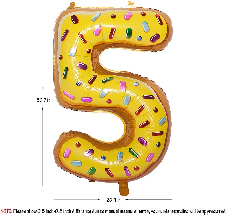 Donut Party Balloon Large Number 5 Donut Ice Cream Birthday - Etsy
