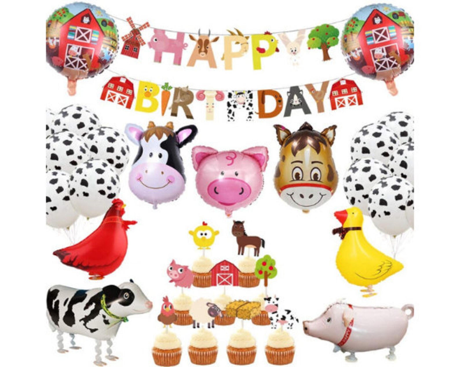 Farm Animals Birthday Decor Set Birthday 1st Birthday - Etsy
