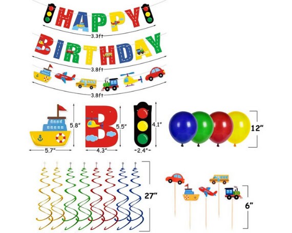 Transportation Birthday Party Decor Set Party Decorations | Etsy