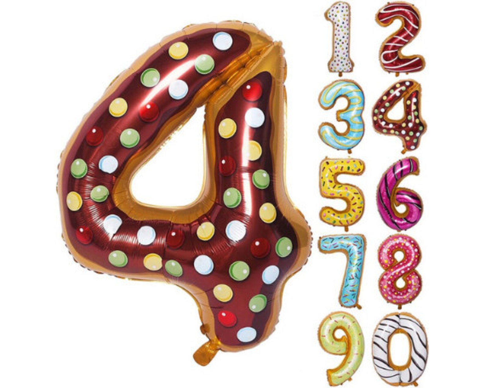 Donut Party Balloon Large Number 4 Donut Ice Cream Birthday - Etsy