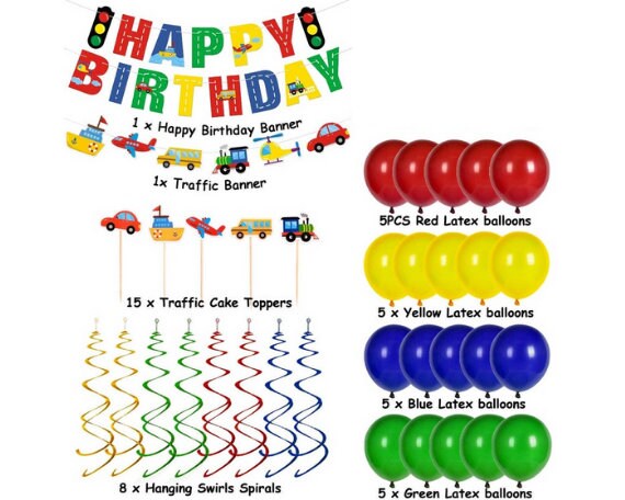 Transportation Birthday Party Decor Set Party Decorations | Etsy