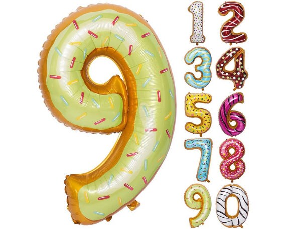 Donut Party Balloon Large Number 9 Donut Ice Cream Birthday | Etsy