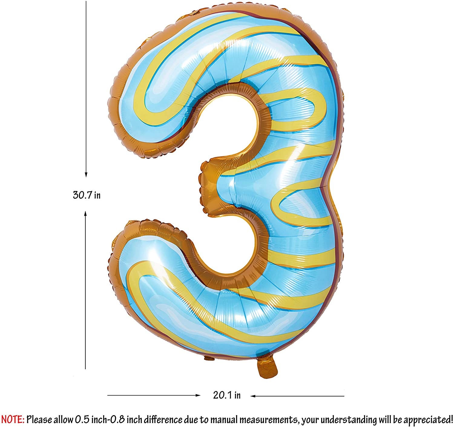 Donut Party Balloon Large Number 3 Donut Ice Cream Birthday | Etsy