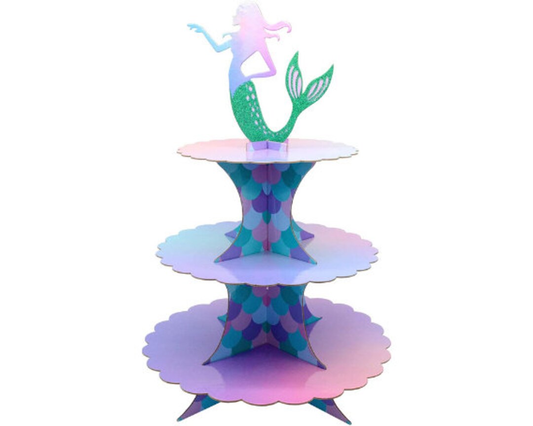 Mermaid Party Cupcake Stand Purple Under the Sea Party - Etsy