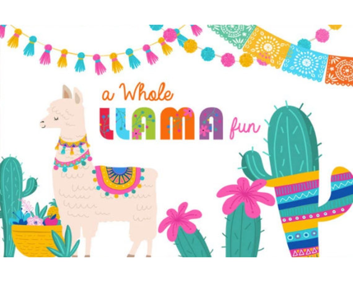Llama Party Photo Backdrop Llama Birthday Party Llama Party | Etsy