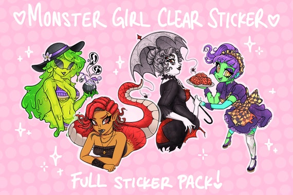 Monster Girls Sticker Pack of 4 - Etsy