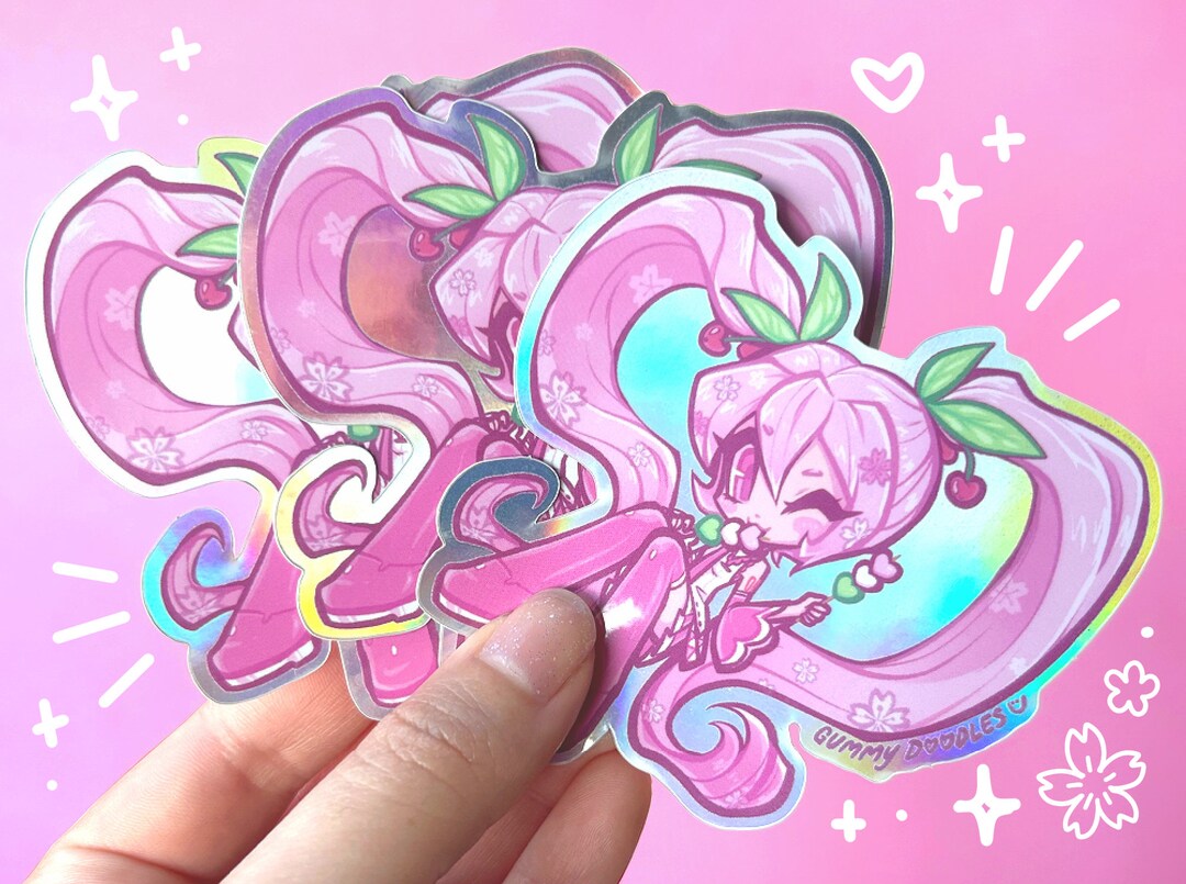 Sakura Miku Holographic Sticker - Etsy