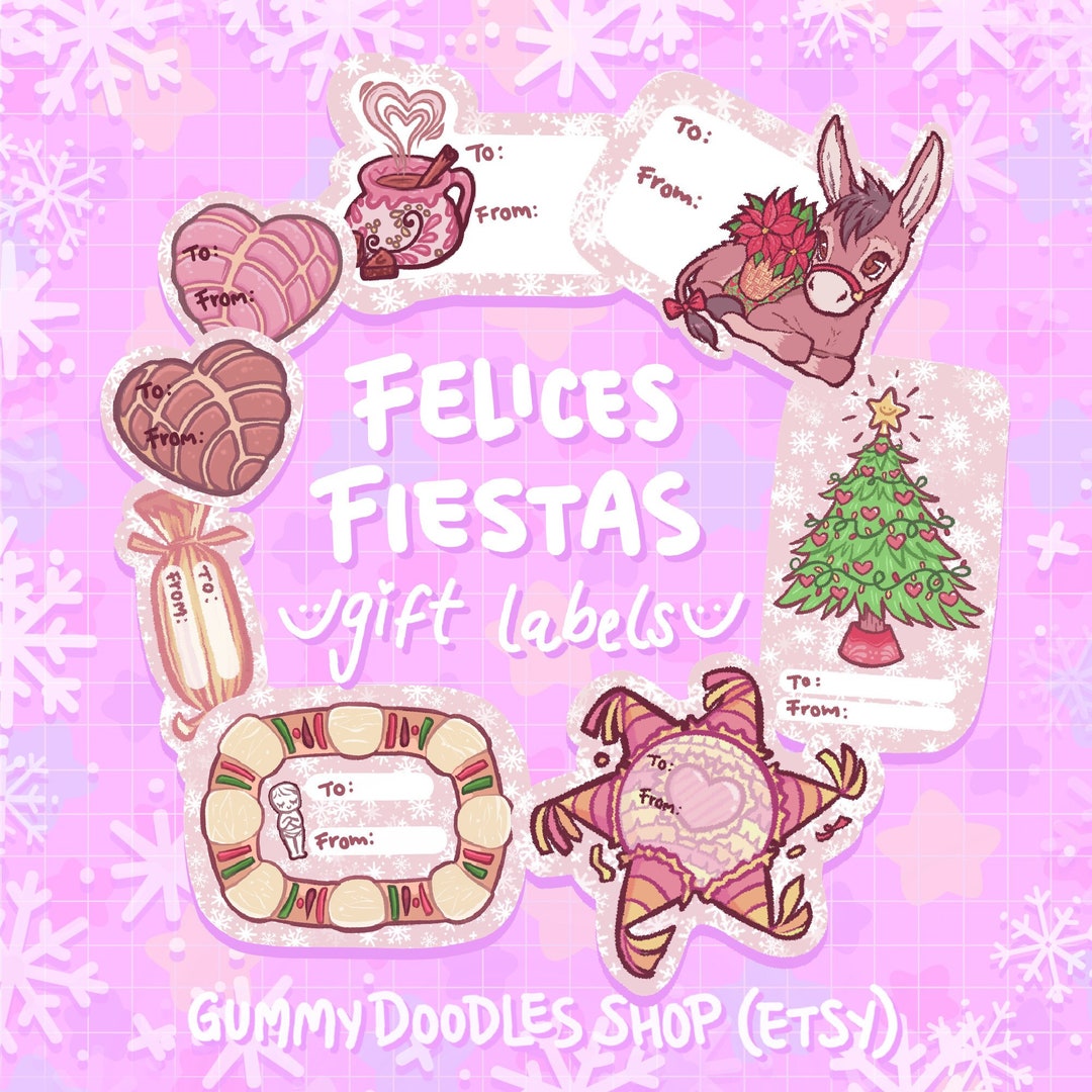 PRINTABLE Felices Fiestas Gift Label Stickers - Etsy