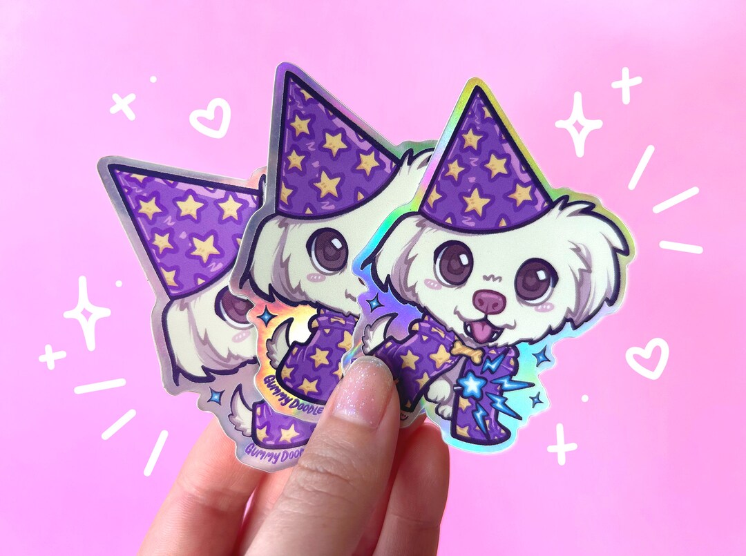 Wizard Doggy Holographic Sticker - Etsy