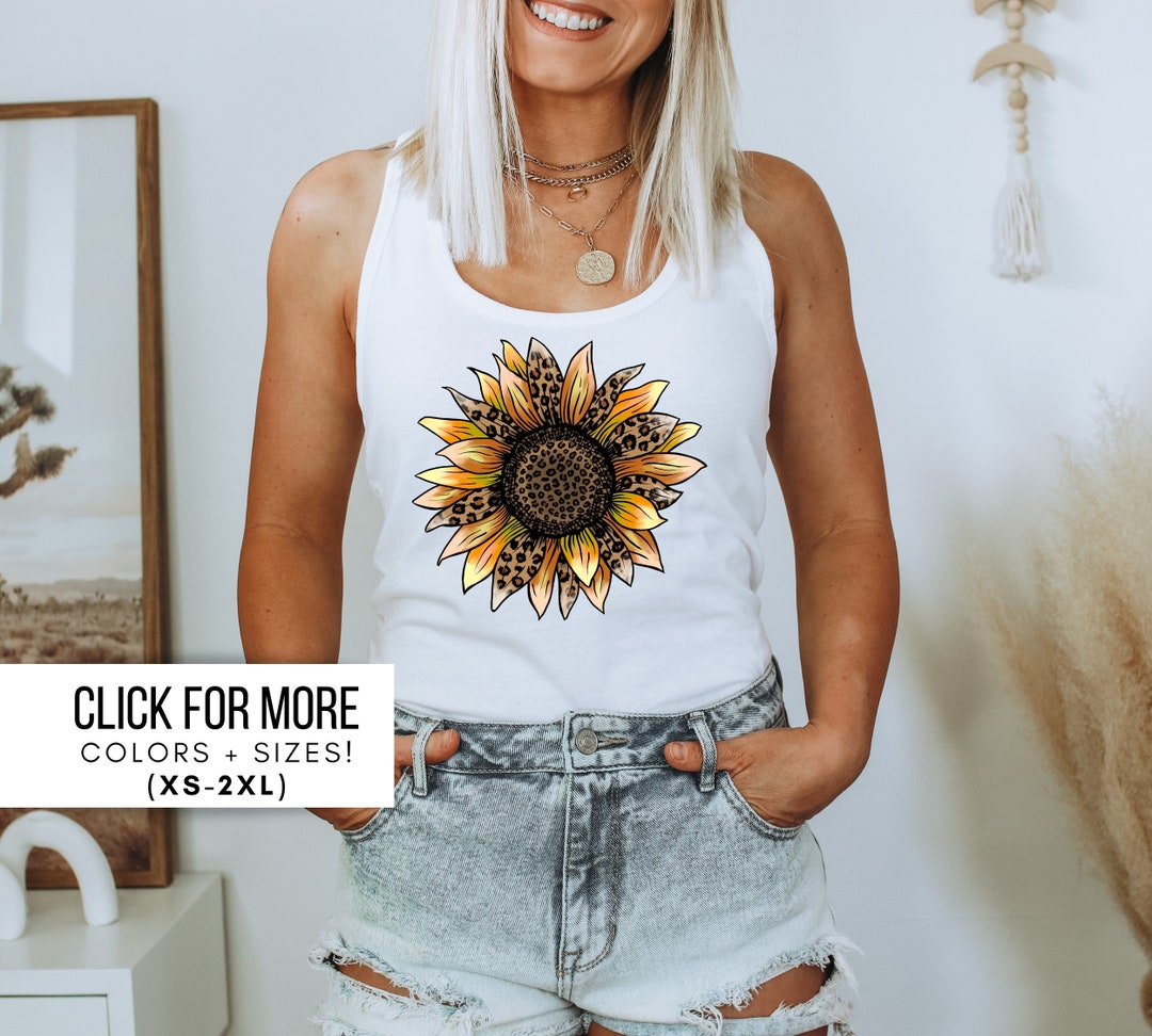 Sunflower Tank Top for Women Leopard Sunflower Tanktop - Etsy