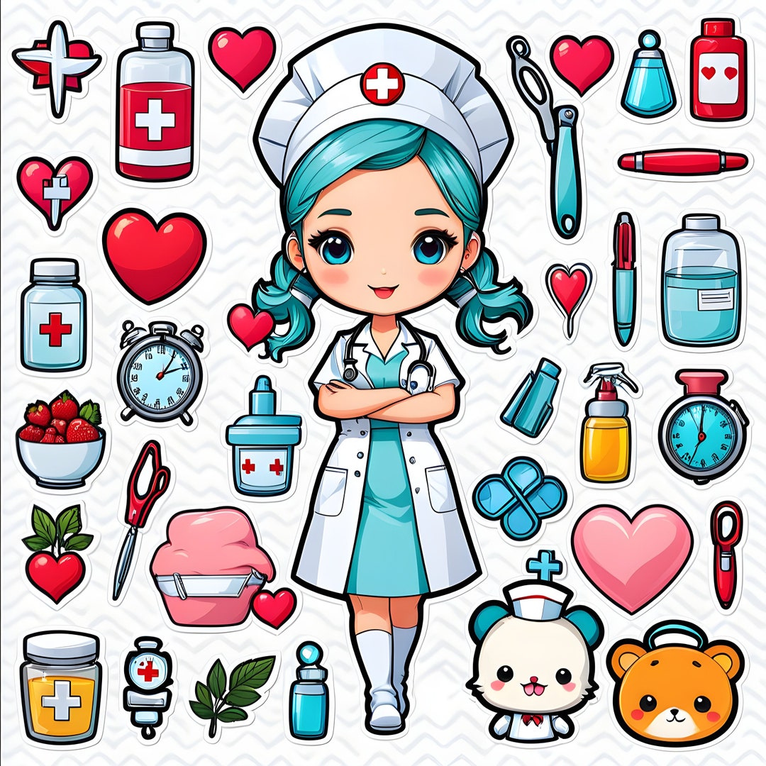 Cute Nurse Stickers digital Download - Etsy