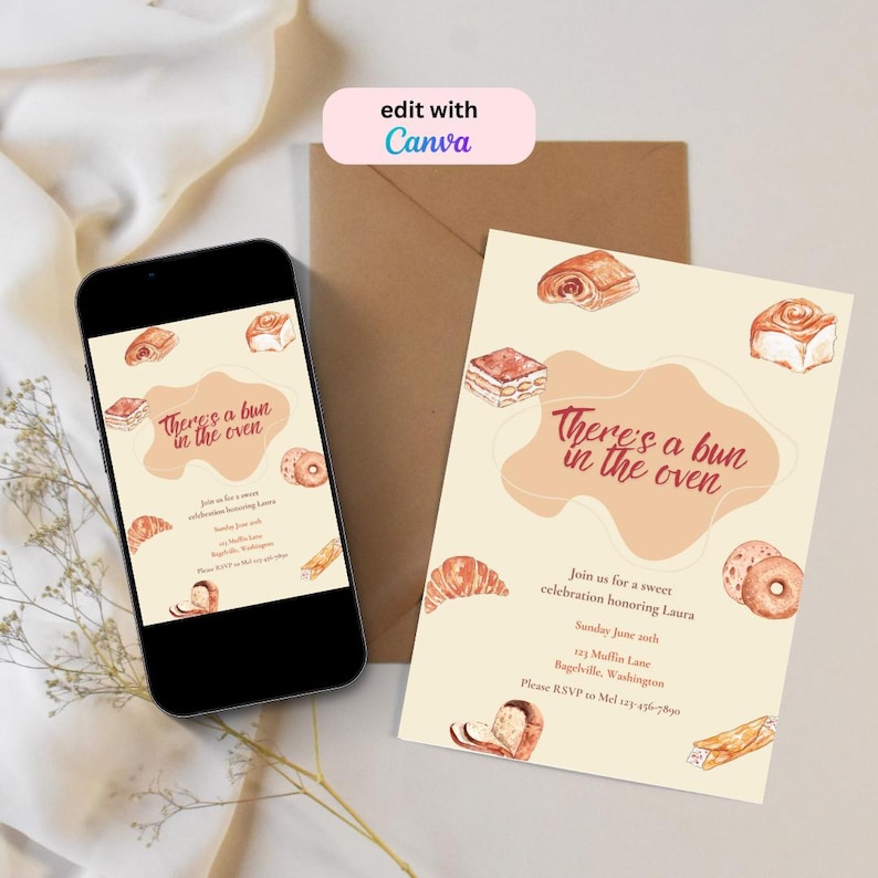 Baby Shower Invite and Game Template Easy to Customize, Bun in the Oven ...