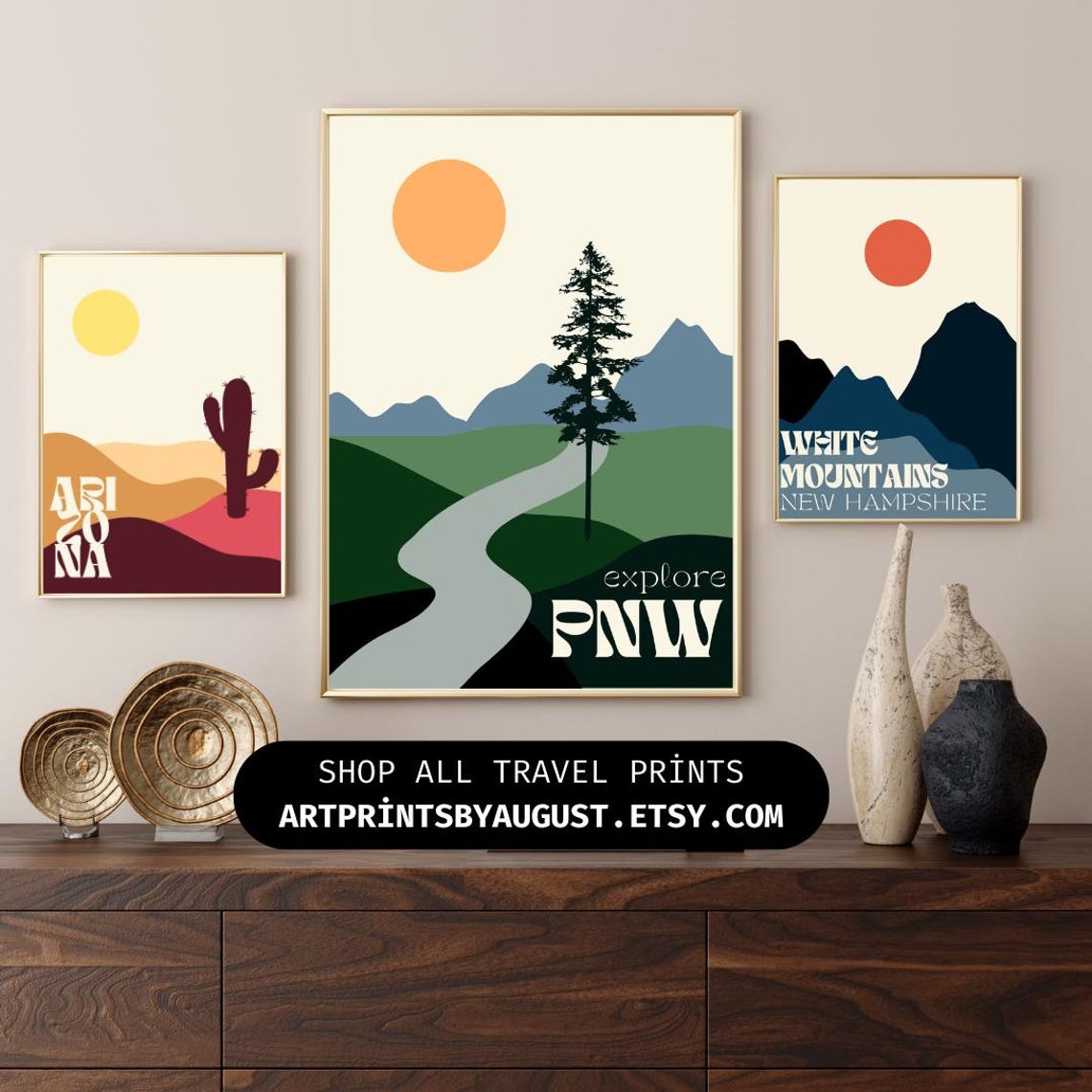 Explore Pacific Northwest Minimalist Wall Art, Travel Decor, USA ...
