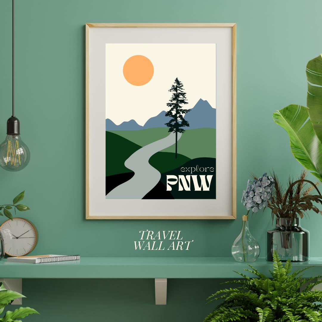 Explore Pacific Northwest Minimalist Wall Art, Travel Decor, USA ...