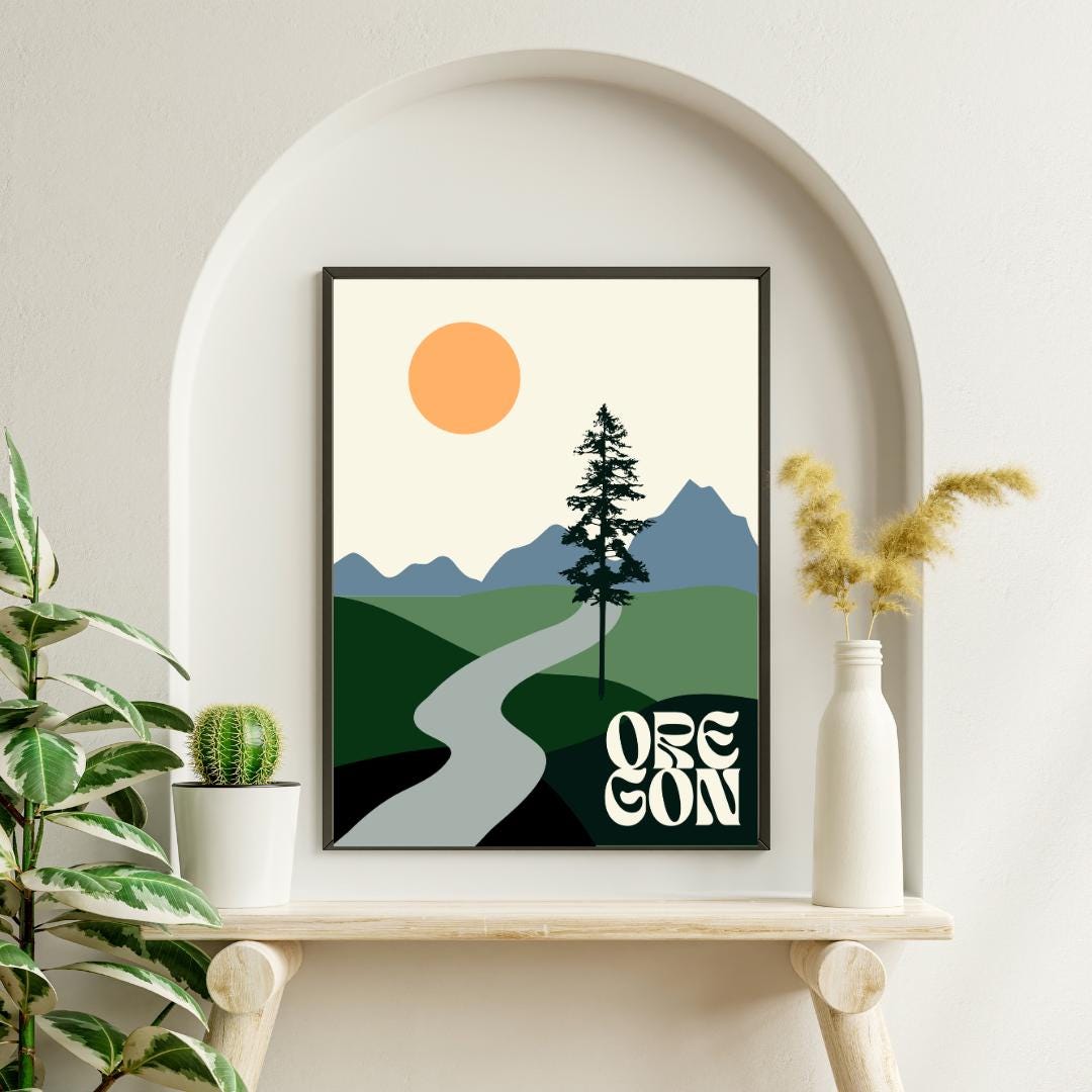 Oregon Minimalist Nature Poster, Digital Download Wall Art, Pacific ...