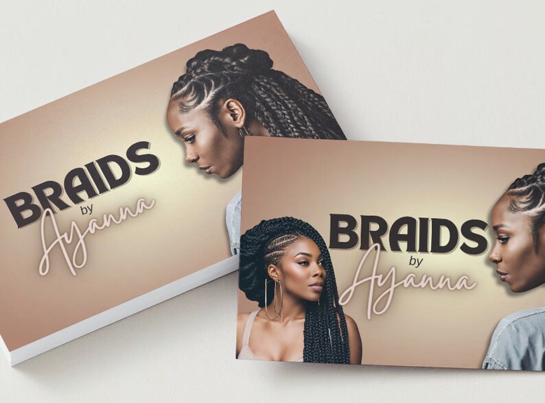 Chic Golden Hair Braider and Stylist Business Card Template Bundle ...
