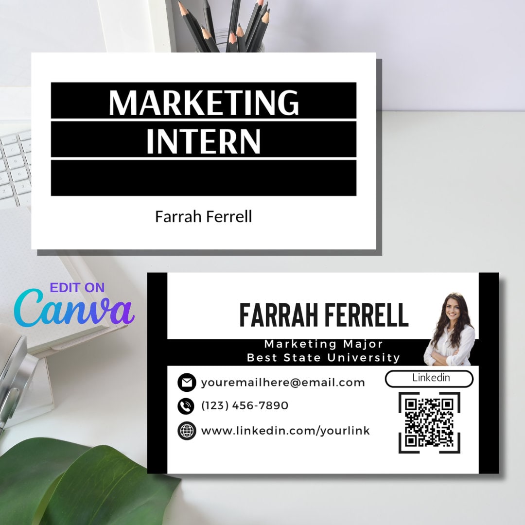Intern Inspired Business Card Template With QR Code | College Intern ...