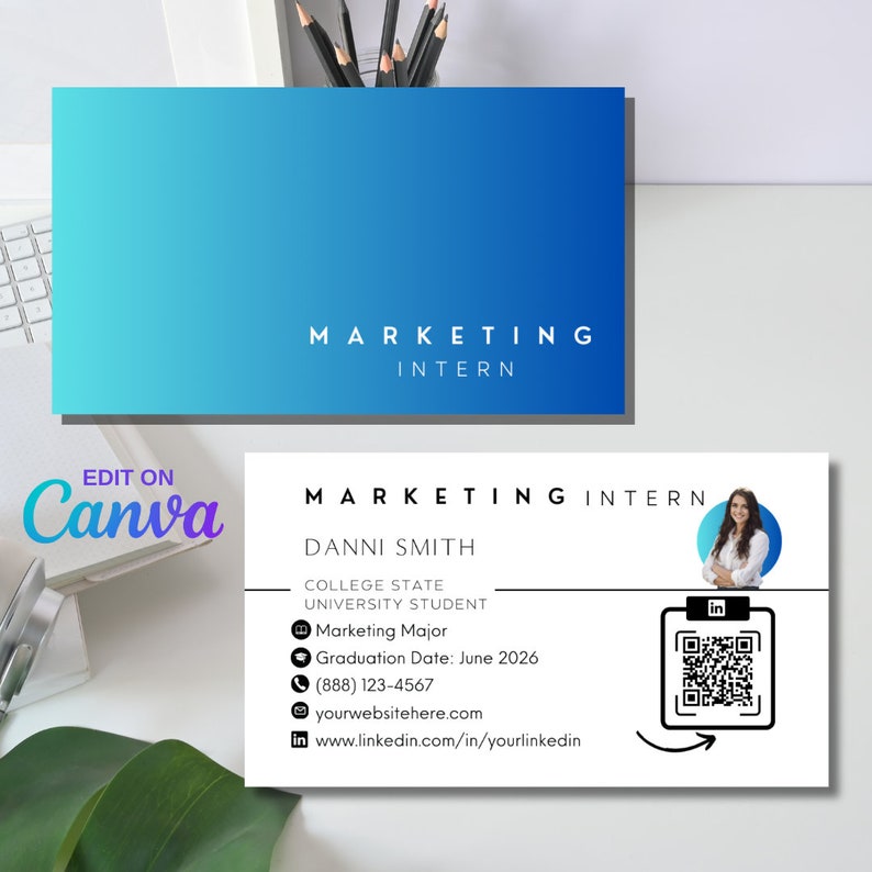 Intern Inspired Chic and Simple Business Card Templates: Editable ...
