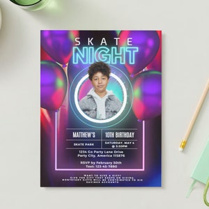 Neon Party Flyer Template - Canva Customizable, 8.5x11" Resizable ...