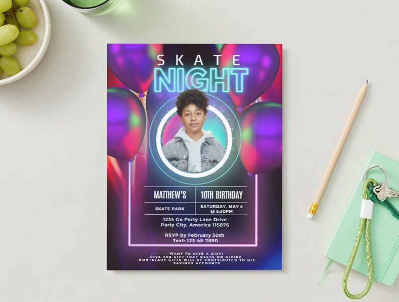 Neon Party Flyer Template - Canva Customizable, 8.5x11" Resizable ...