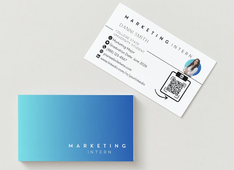 Intern Inspired Chic and Simple Business Card Templates: Editable ...