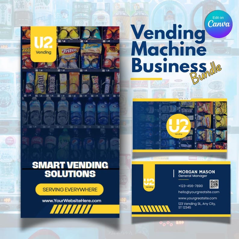 Business Bundle Vending Machine Brochure and Business Card Template ...