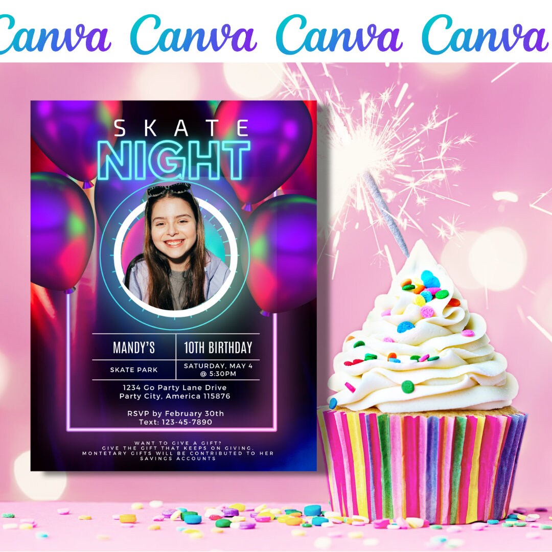 Neon Party Flyer Template - Canva Customizable, 8.5x11" Resizable ...