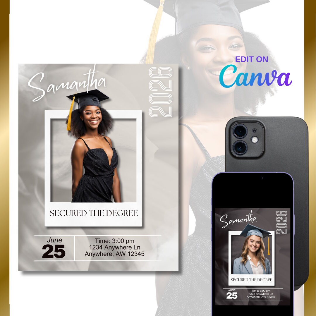 Editable Canva Graduation Flyer Template - Customizable Digital ...