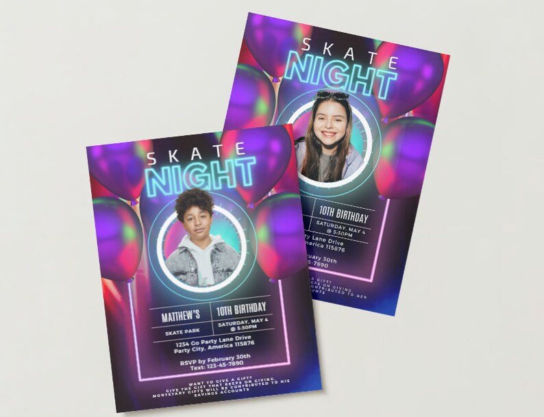 Neon Party Flyer Template - Canva Customizable, 8.5x11" Resizable ...