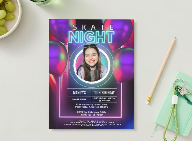 Neon Party Flyer Template - Canva Customizable, 8.5x11" Resizable ...