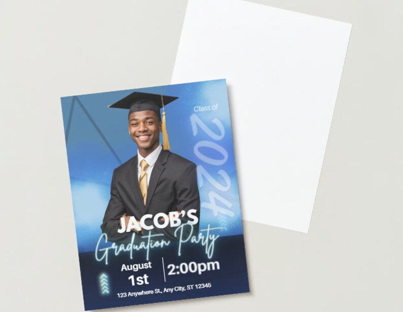 Blue Graduation Invitation: Class of 2024, Editable Template (digital ...